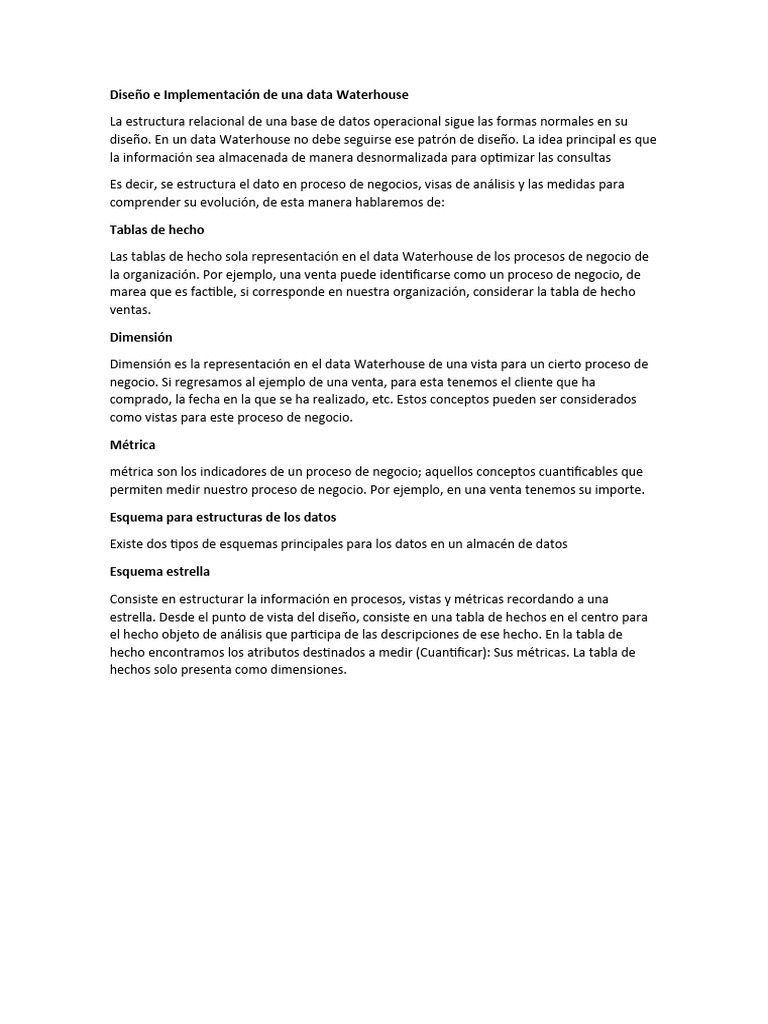 Diseño y Implementacion de Una Data Warehouse | PDF | Almacén de datos ... Diseño y Implementacion de Una Data Warehouse | PDF | Almacén de datos ...