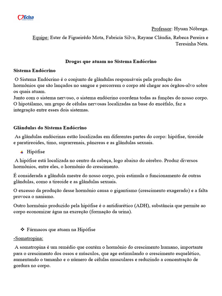 Drogas Que Atuam No Sistema Endócrino | PDF | Tireoide | Diabetes
