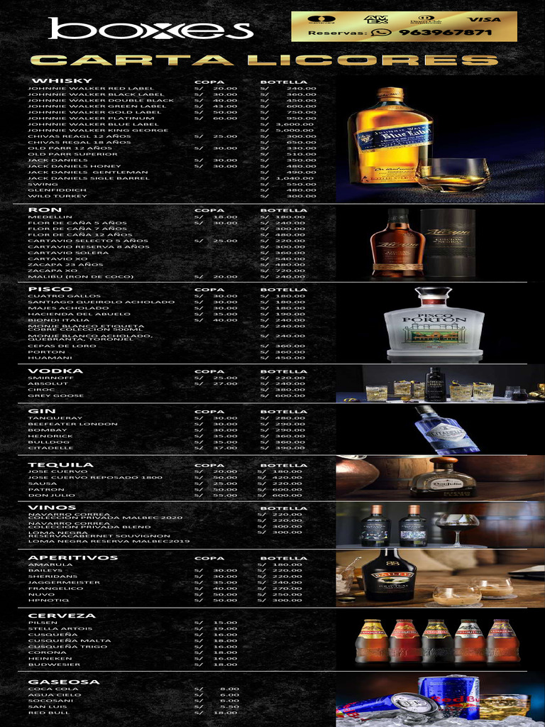 Carta Licores-1 | PDF | Scotch Whisky | Whisky