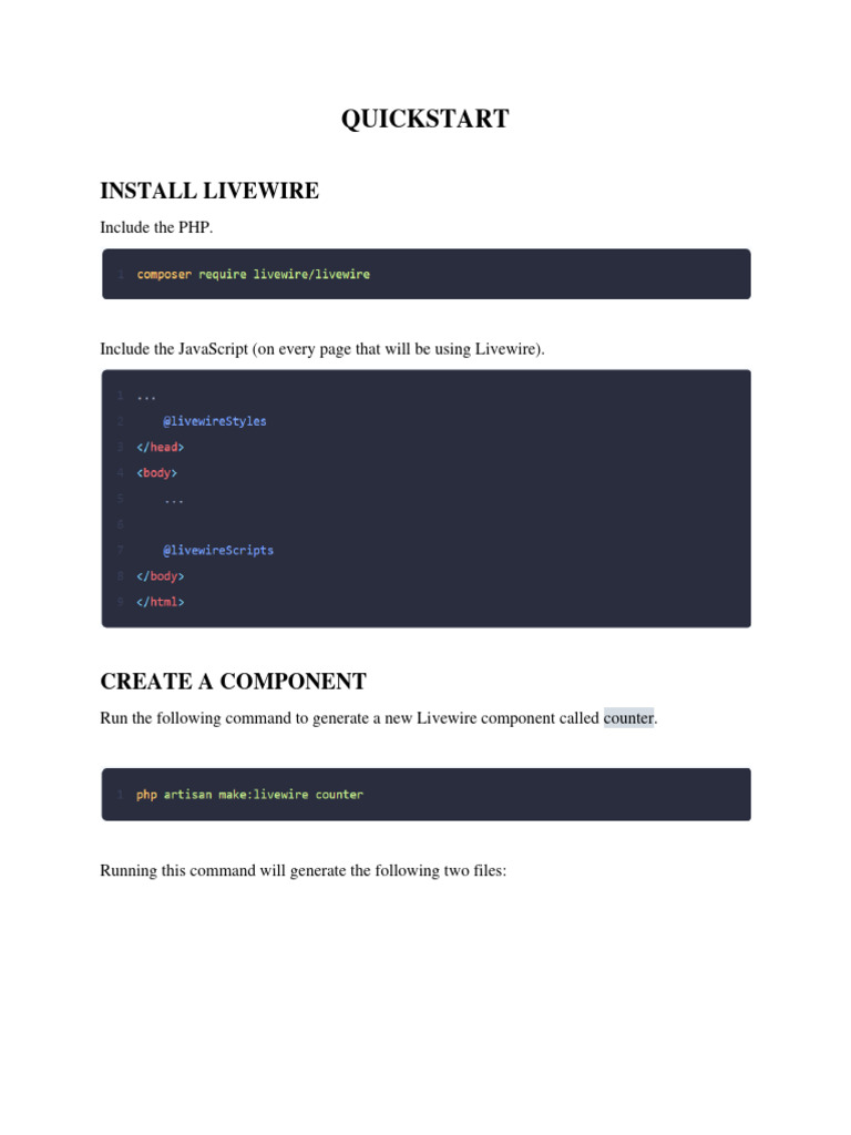 Livewire | PDF | Method (Computer Programming) | Java Script