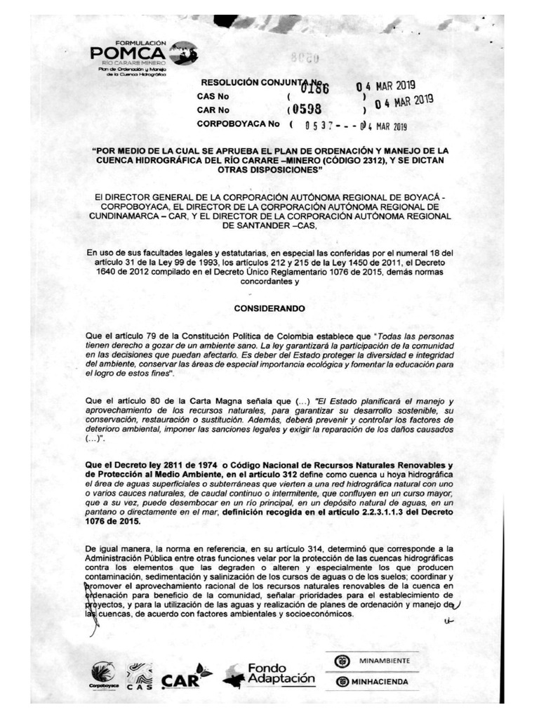 POMCA Rio Carare Minero | PDF