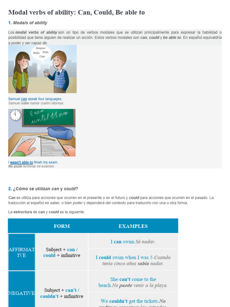 Modal verbs of ability ingles 3 | PDF | Lingüística | Morfología
