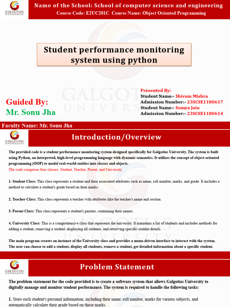 Student Performance Monitoring System Using Python (By SHIAVM MISHRA and SOMYA JAIN) | PDF ...