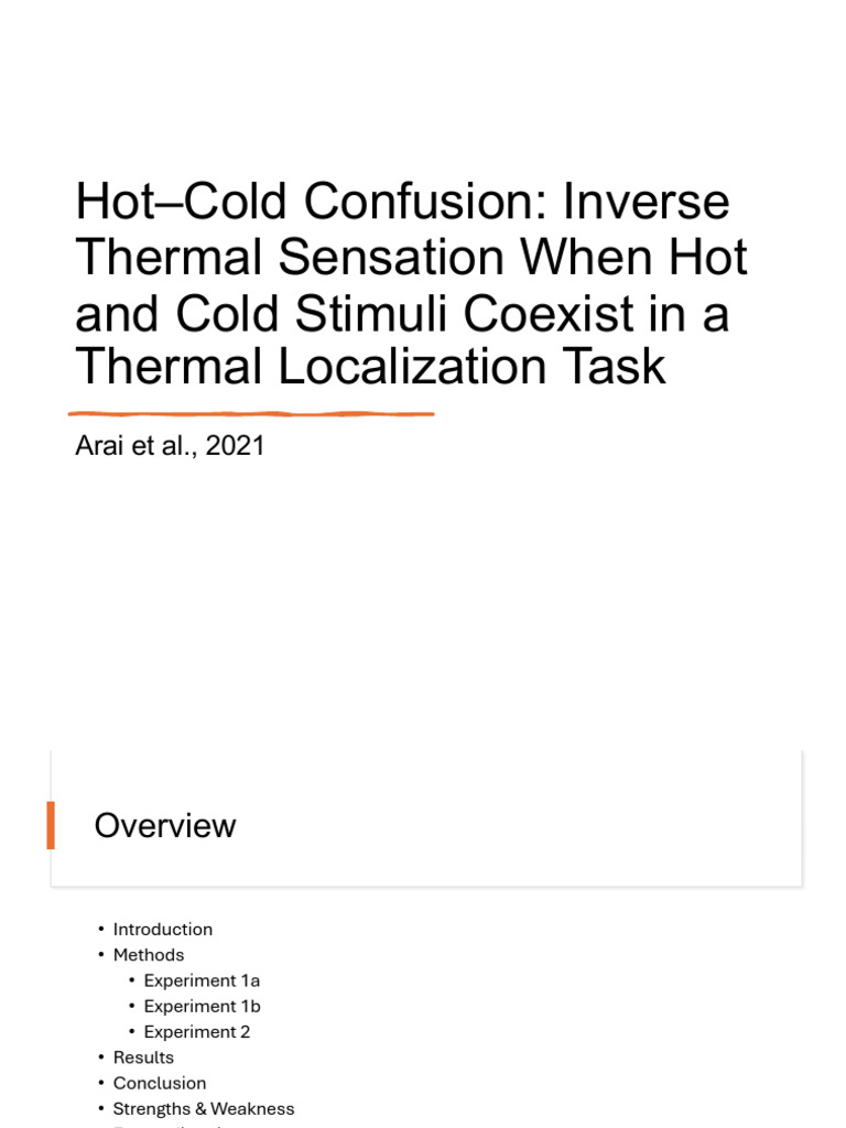Hot and Cold Confusion | PDF | Senses | Pain