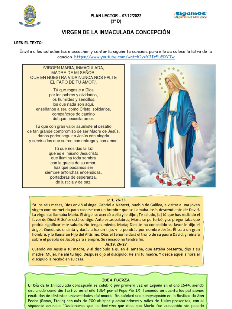 Virgen Inmaculada Concepción | PDF | María, madre de Jesús | Jesús