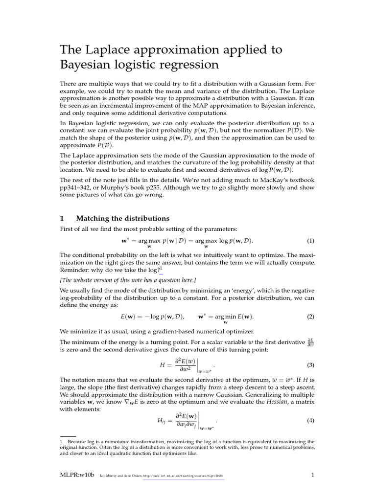 Machine Learning and Pattern Recognition - Laplace - Approximation | PDF | Normal Distribution ...