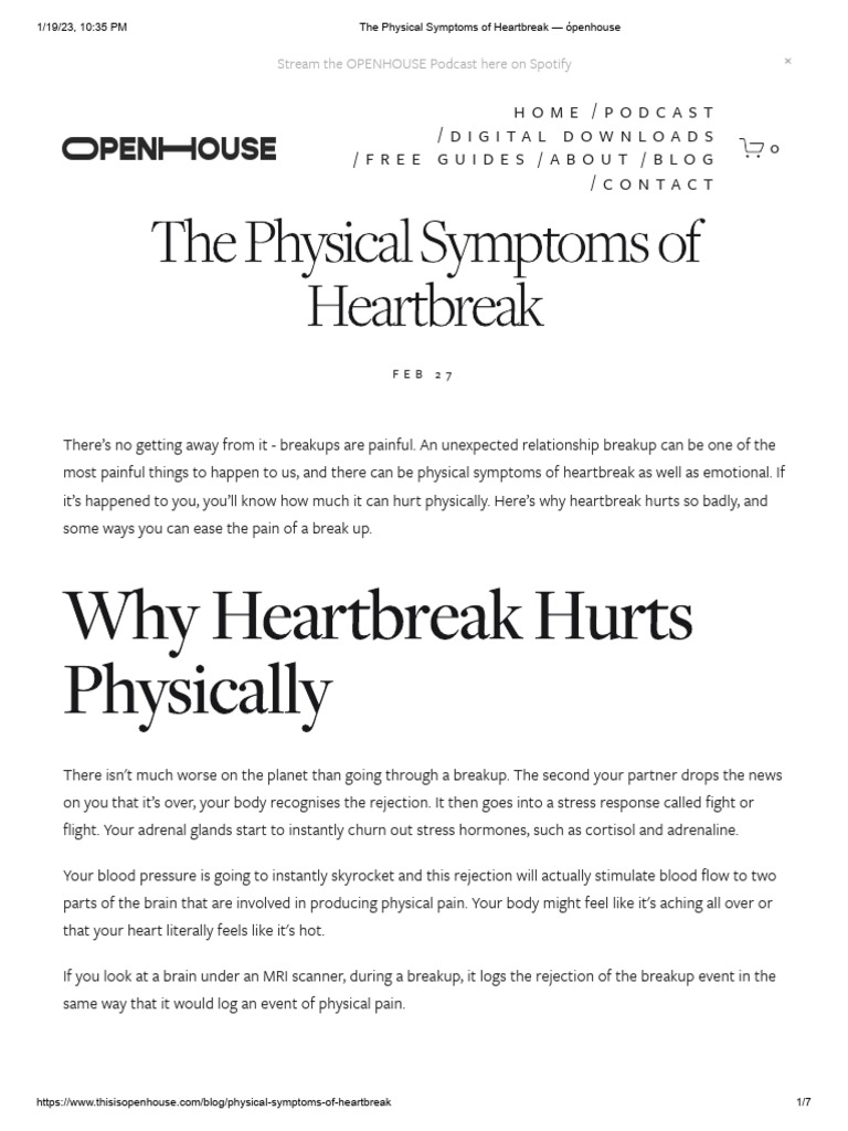 The Physical Symptoms of Heartbreak - Ópenhouse | PDF | Broken Heart ...