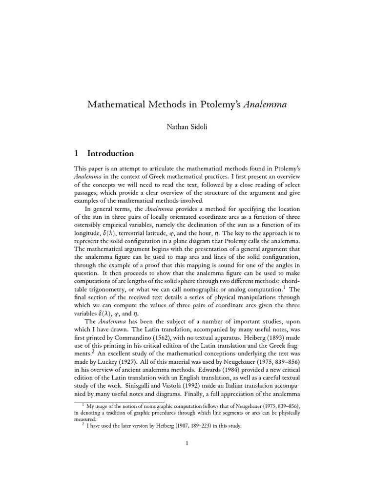 03 Analemma Ptolemy | Download Free PDF | Ptolemy | Sphere