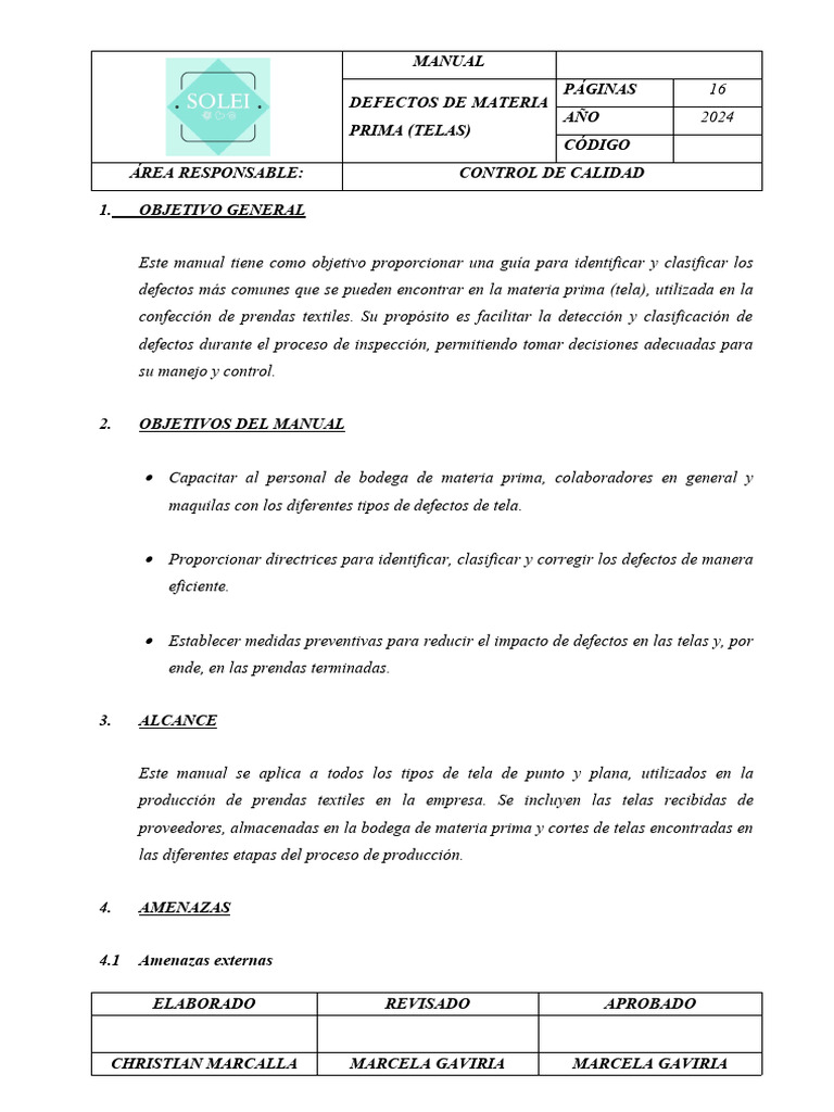 Manual Defectos de Telas | PDF | Textiles | Telar