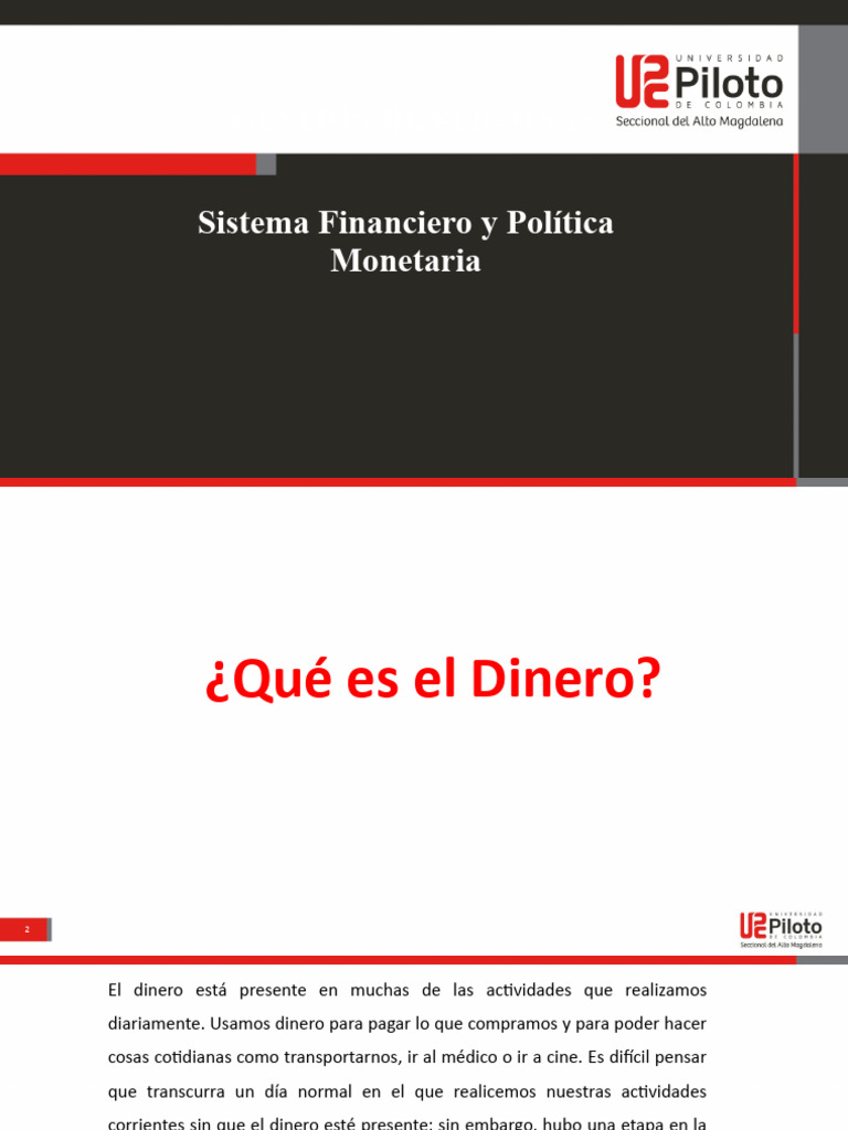 Sistema Financiero y Politica Monetaria | PDF | Dinero | Bancos