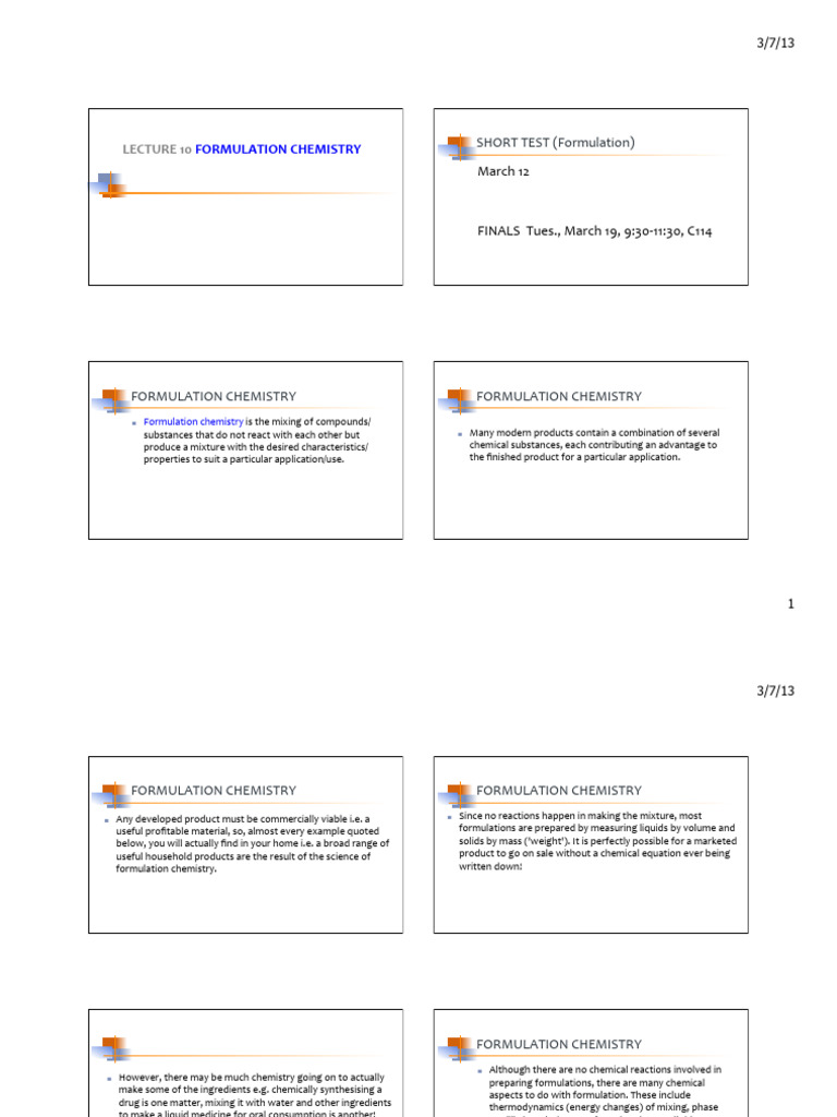 Formulation Chemistry | PDF | Paint | Emulsion