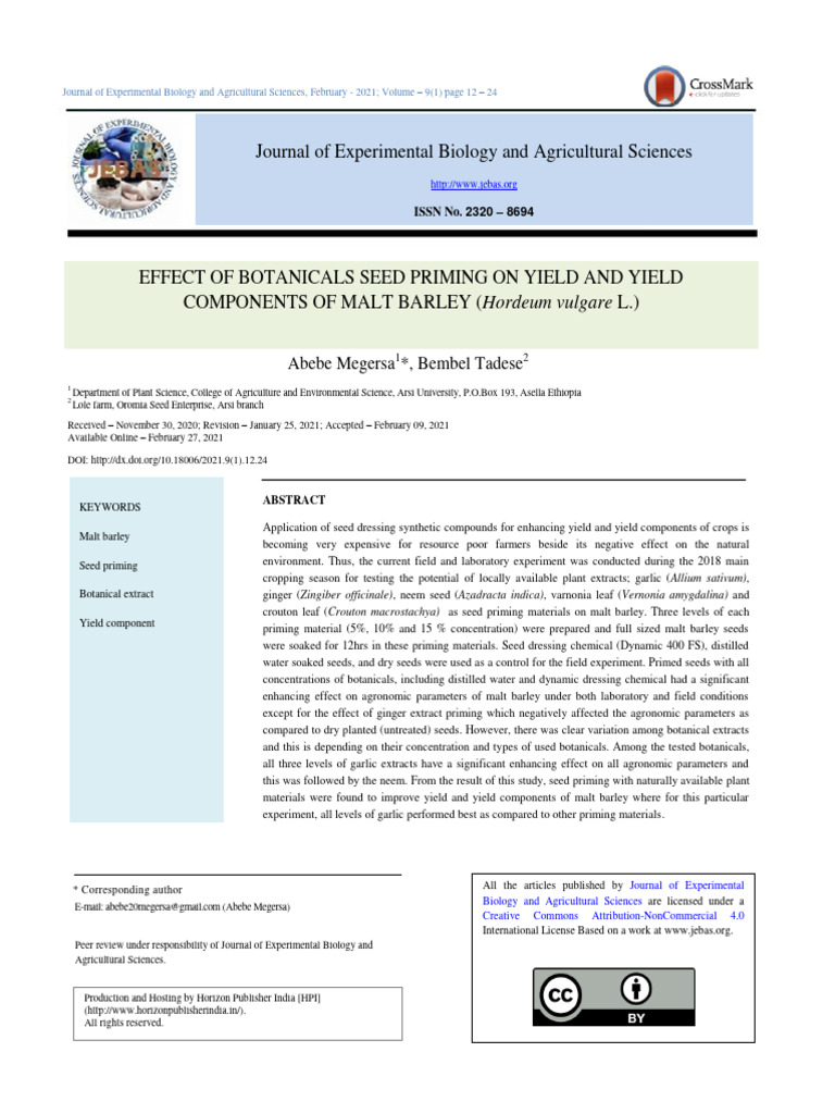 Dmbal publication | PDF | Seed | Germination