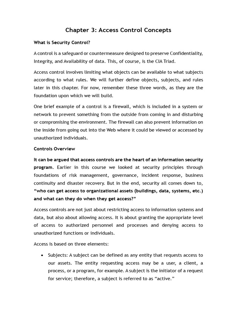 Chapter 3 - Access Control Concepts | PDF | Information Security | Access Control