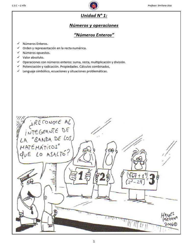Unidad 1 - N-Meros Enteros | PDF | Entero | Sustracción