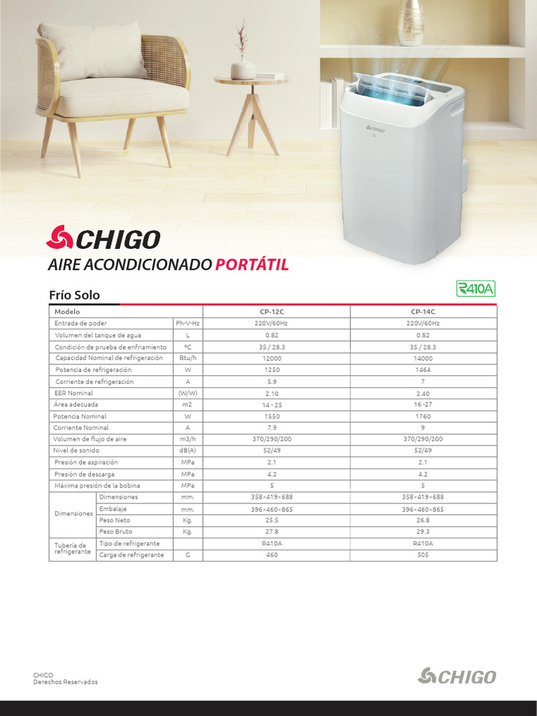 Chigo Aire Acondicionado Portatil | PDF