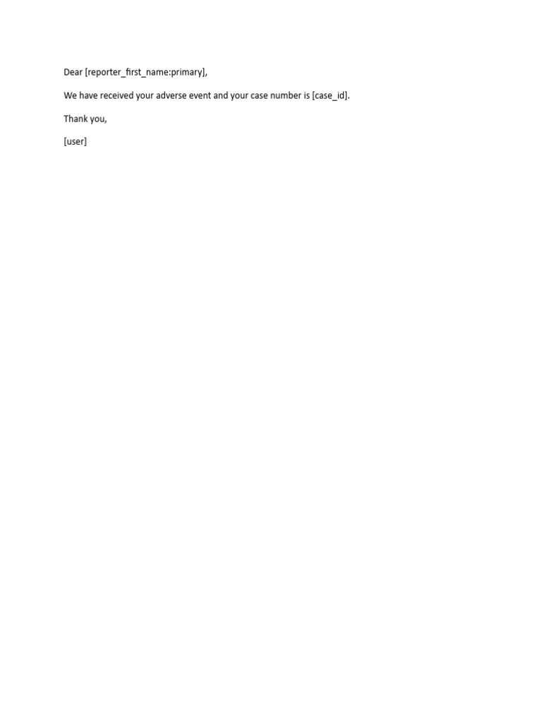 Adverse Event Case Confirmation Notice | PDF | Law