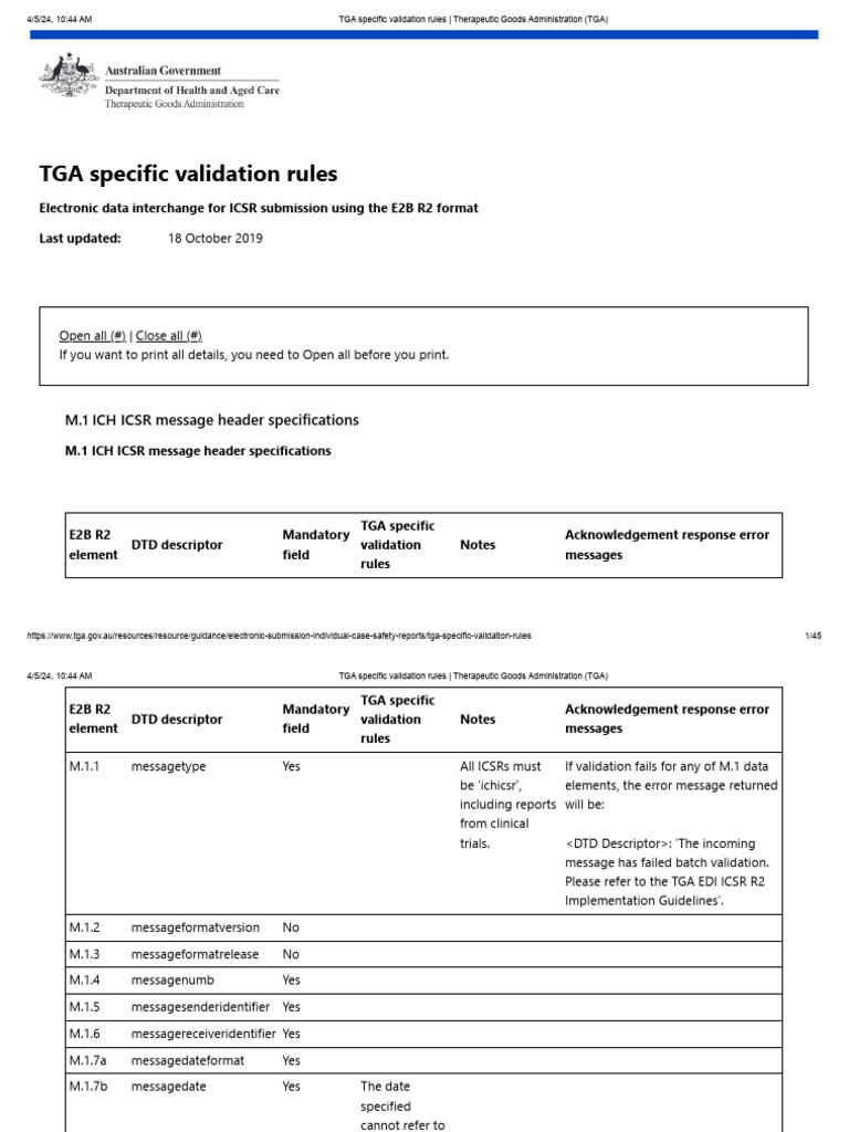 TGA Specific Validation Rules - Therapeutic Goods Administration (TGA ...