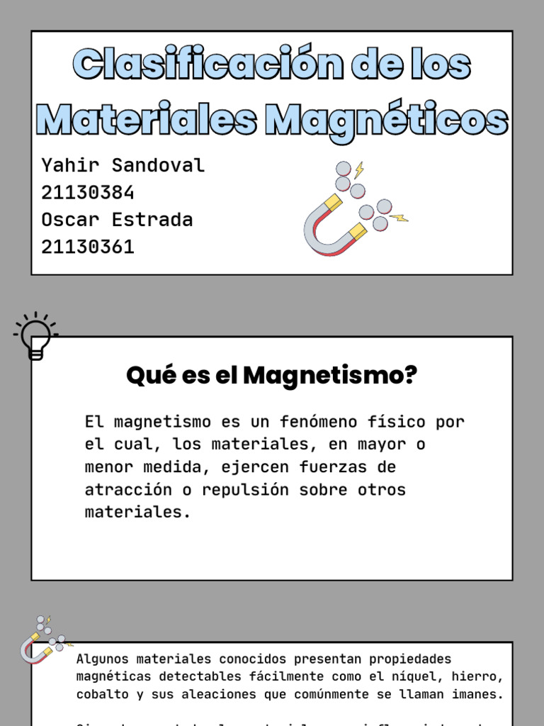 Clasificacion de Materiales Magneticos | PDF | Magnetismo | Campo magnético