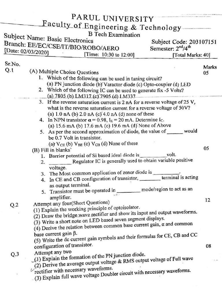 BE - (Mid Sem QP 2020) | PDF