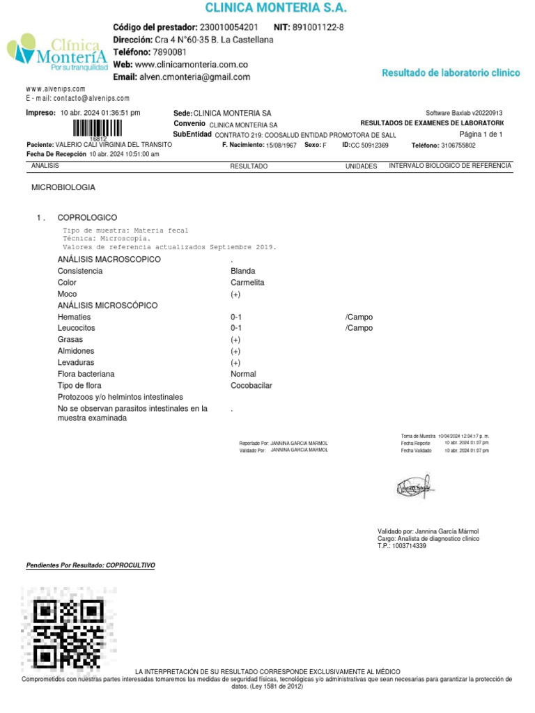 Resultados de Exámenes de Laboratorio | PDF | Especialidades Medicas ...