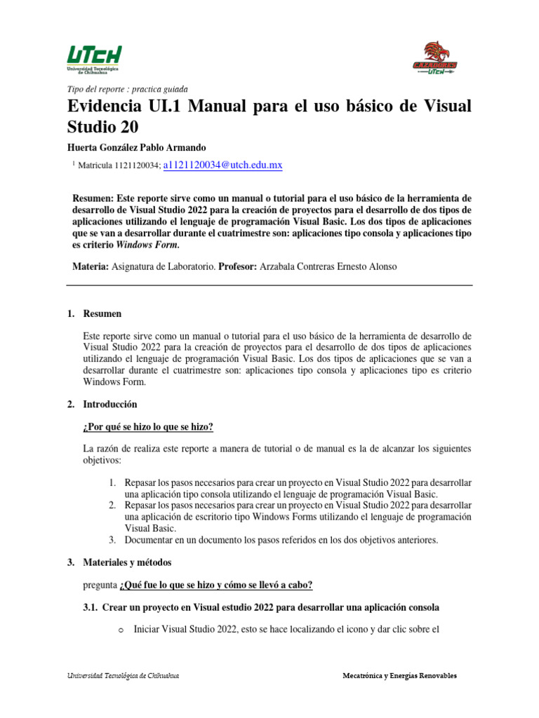 Manual de Visual Studio 2022 en VB | PDF | .NET Framework | Básico