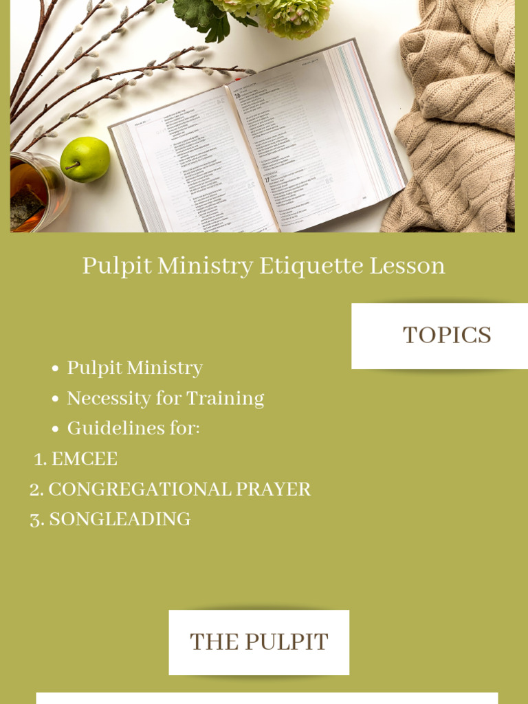 Pulpit Ministry Etiquette Guide | PDF | Worship | Prayer
