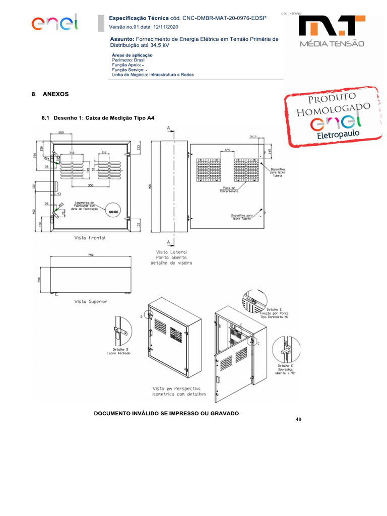 caixa metalica padrão EDP-SP | PDF