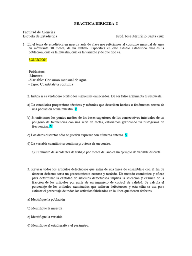 PRACTICA DIRIGIDA I | PDF | Estadísticas | Desviación Estándar