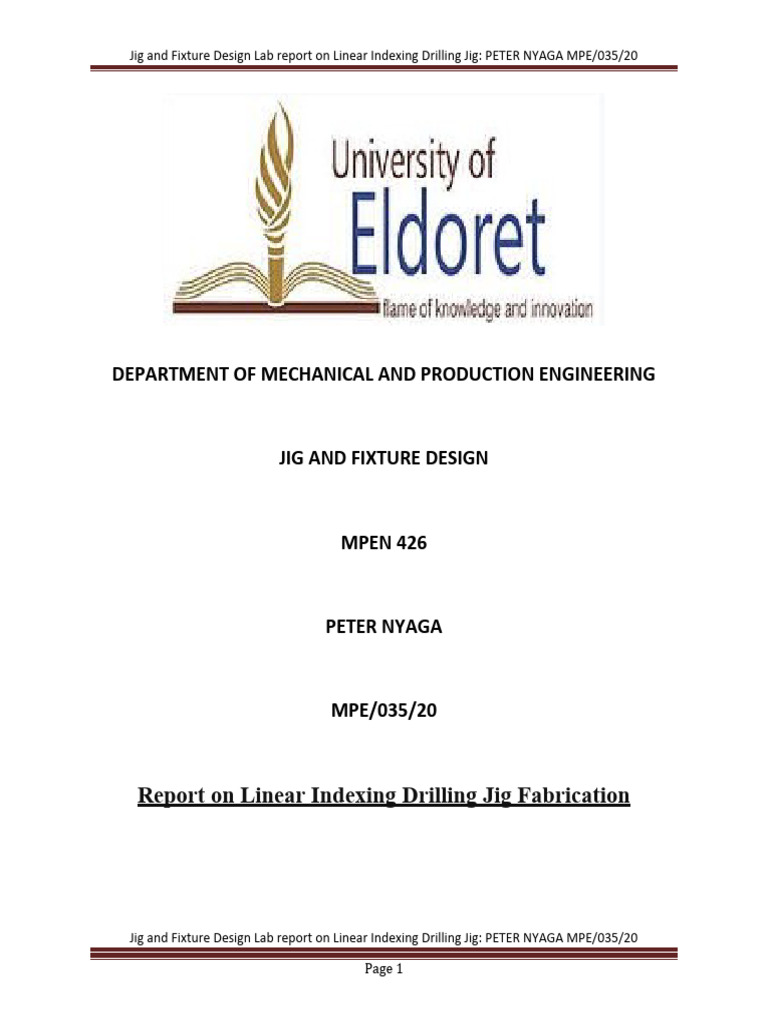 MPEN 426 JIG AND FIX LAB SHEET Rotational Indexing - Drilling JIG | PDF ...