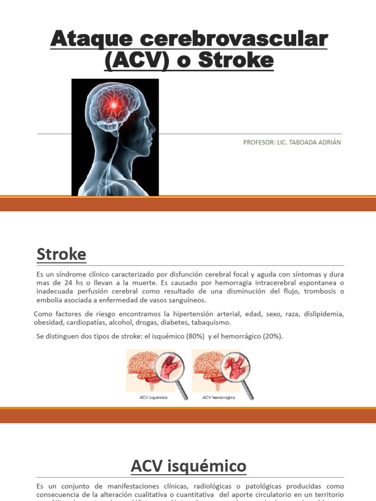 Ataque cerebrovascular (ACV) o Stroke | PDF | Carrera | Isquemia