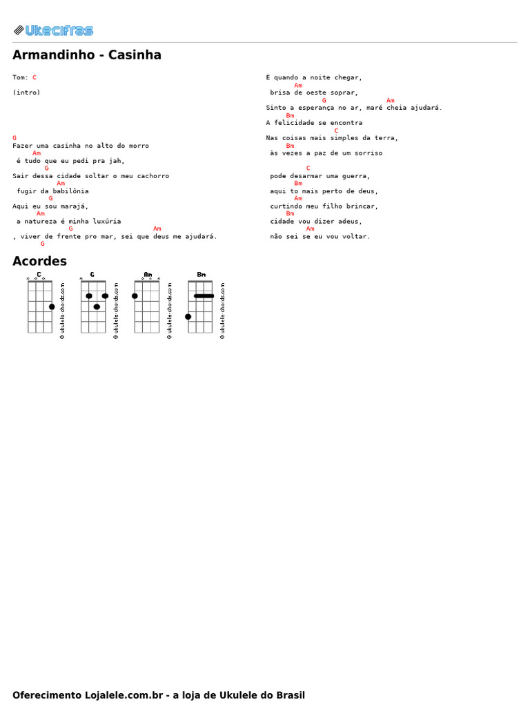 Armandinho - Casinha (Uke Cifras) | PDF
