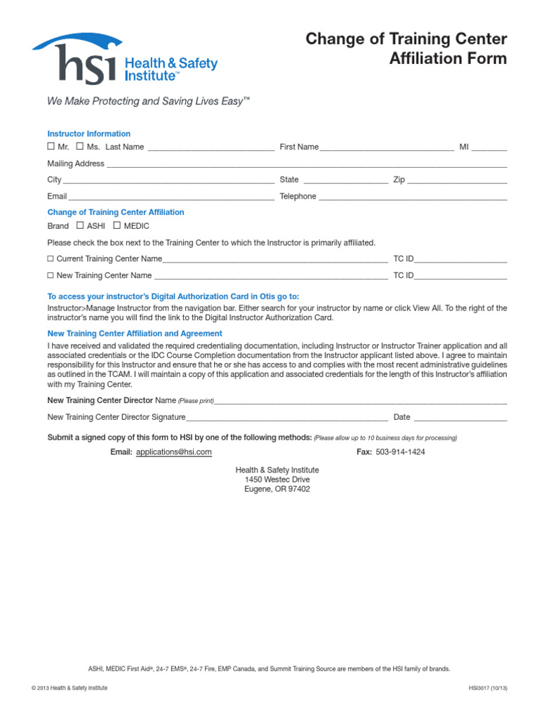 HSI3017 HSI ChangeOfTCAffil Form v1 | PDF