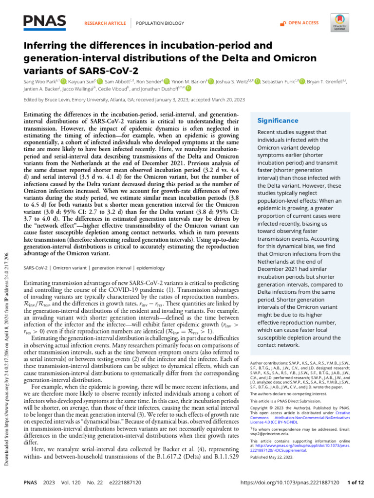 Park Et Al 2023 Inferring the Differences in Incubation Period and ...