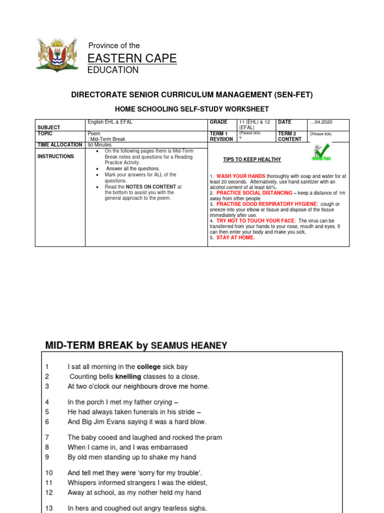 Mid Term Break | PDF