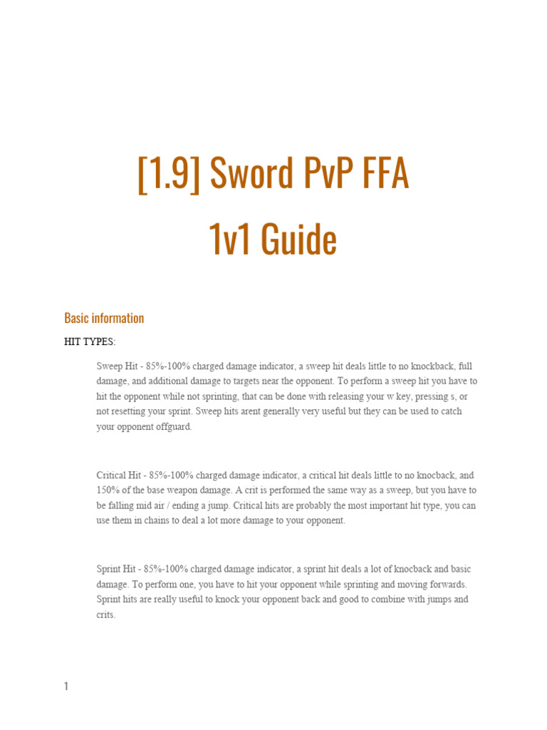 [1.9] Sword PvP FFA 1v1 Guide | PDF