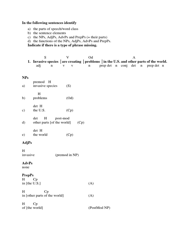 Sentence Elements and Phrases - Key | PDF | Semantics | Linguistic ...
