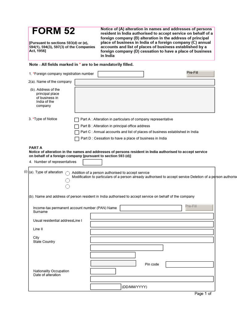 Form 52: Pre-Fill | PDF | Finance & Money Management