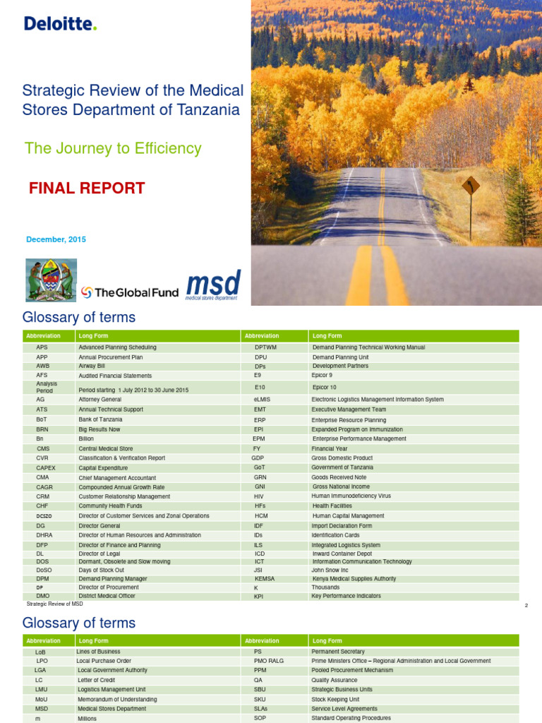 Deloitte - MSD Strategic Review (FINAL REPORT) 14!12!15 | PDF | Procurement | Supply Chain
