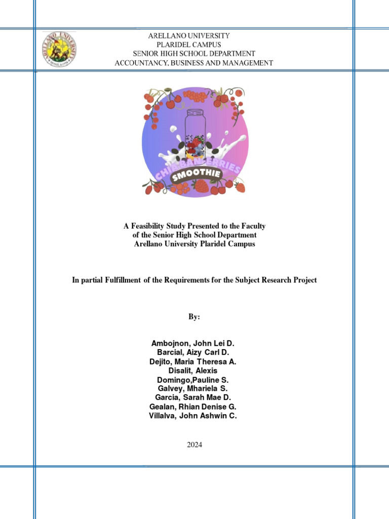 Group 1 Feasibility Study 123 RP | PDF | Drink | Smoothie