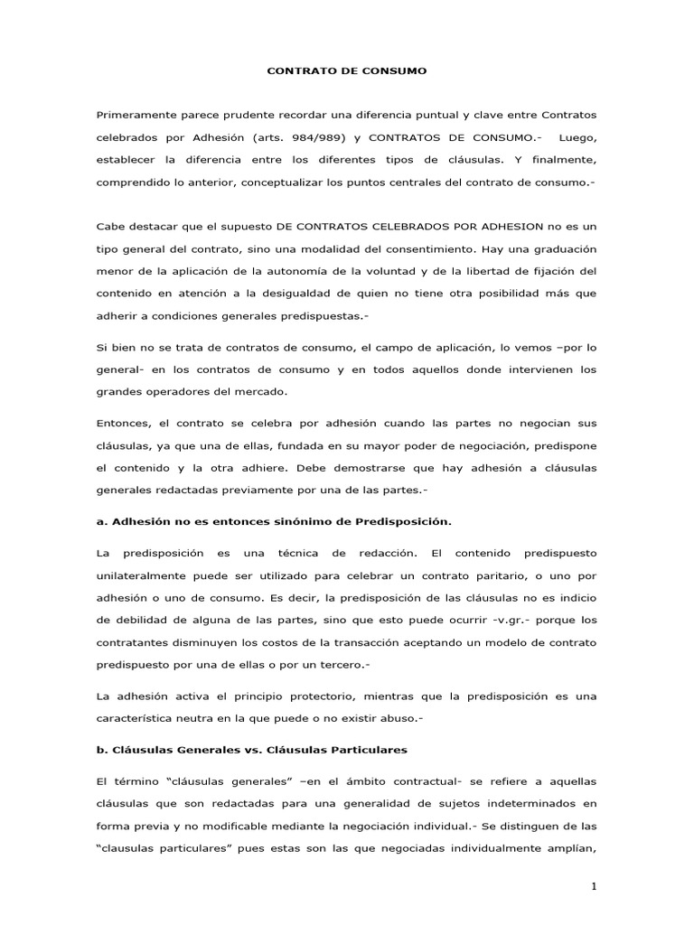 Contratos de Consumo | PDF | Los consumidores | Protección al Consumidor