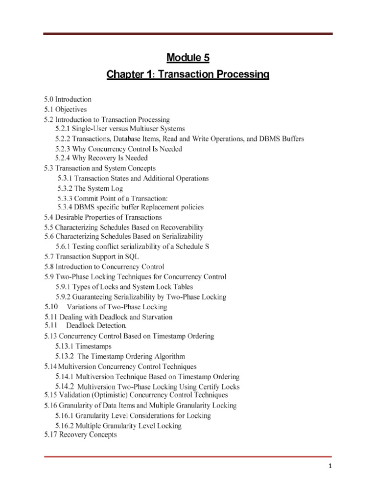 DBMS 5-Transaction Management SQL VTU | PDF