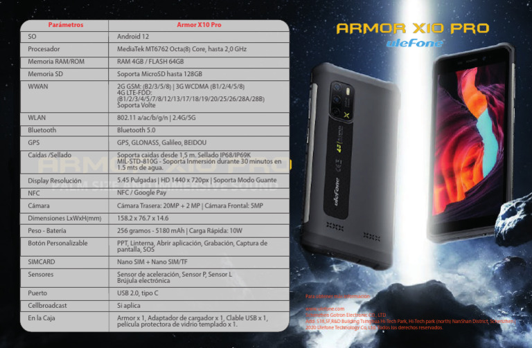 Especificaciones Ulefone Armor X10 Pro | PDF