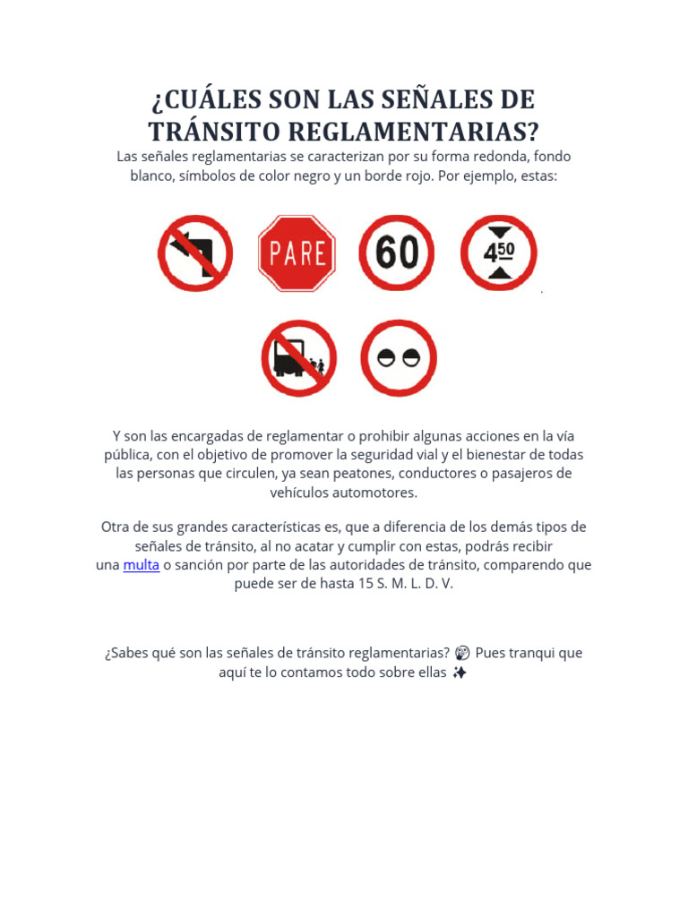 02 - Señales de Tránsito Reglamentarias | PDF | Tráfico | Infraestructura de transporte