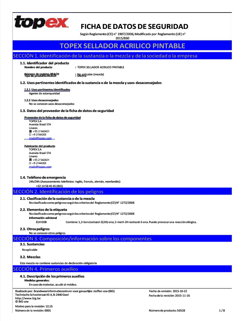 Pdf-Topex-Sellador-Acrilico (Tapagoteras) - Pintable - Compress | PDF | Residuos | Combustión