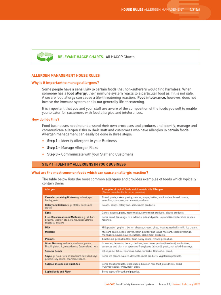 Allergen Management House Rules | PDF | Food Allergy | Allergy