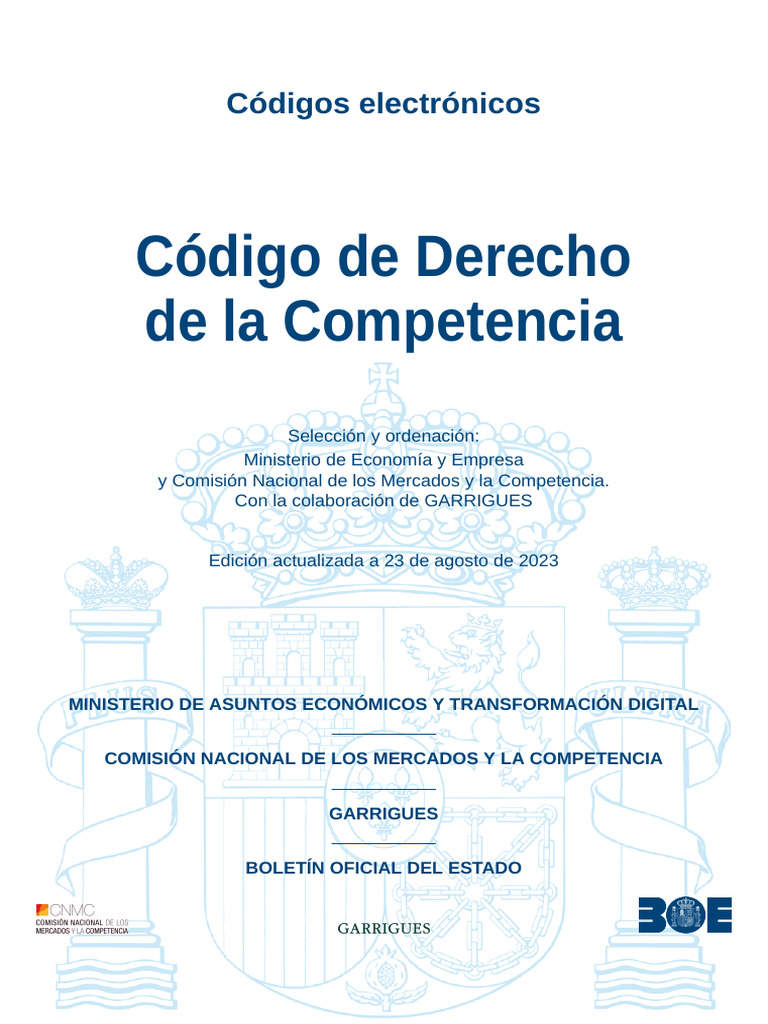 BOE-216 Codigo de Derecho de La Competencia | PDF | Gobierno de españa ...
