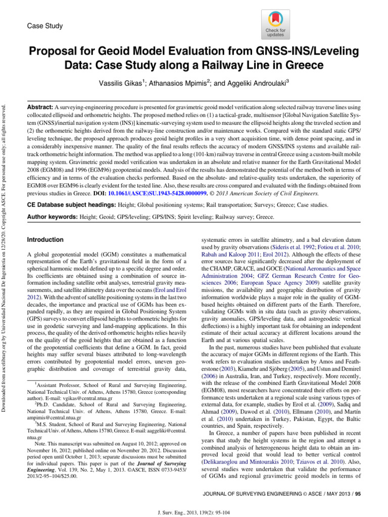 (ASCE) Proposal For Geoid Model Evaluation | PDF | Geodesy | Geophysics
