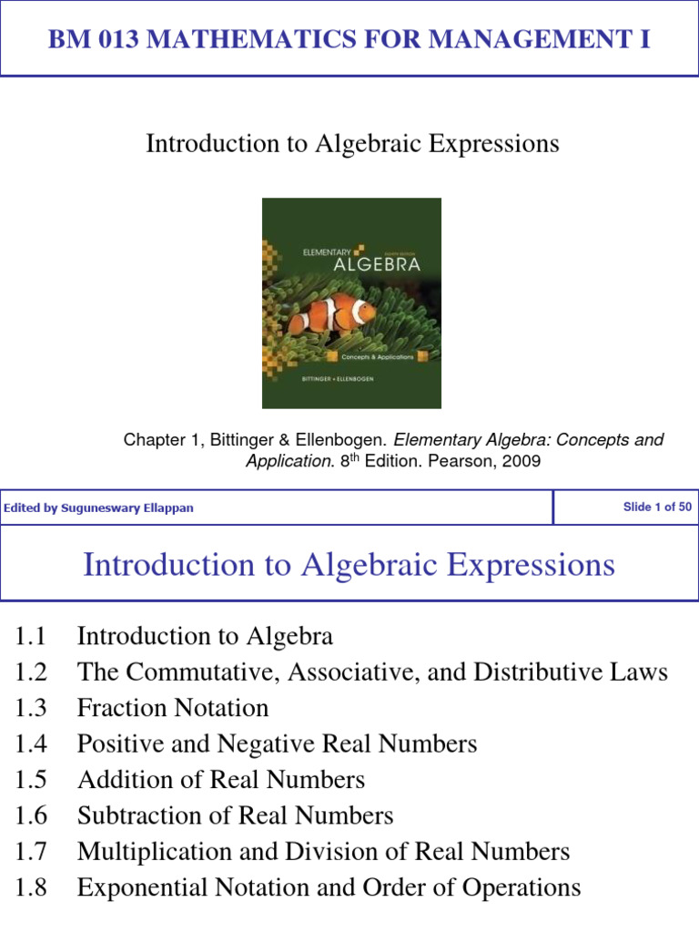 Introduction to Algebraic Expressions | PDF | Numbers | Equations