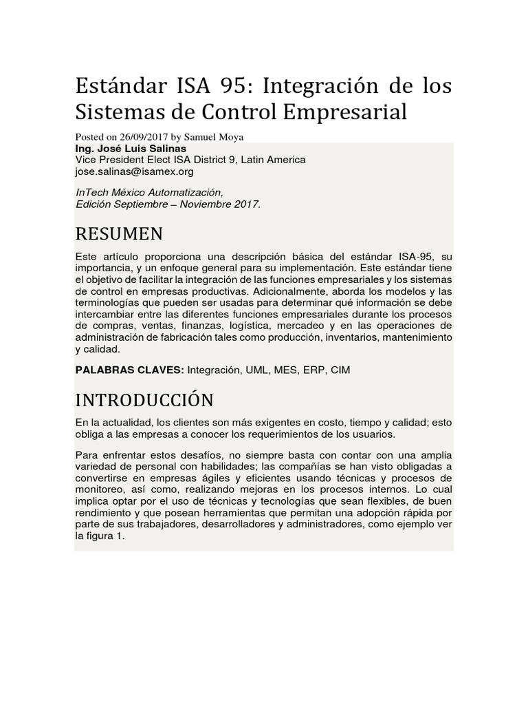 Estándar ISA 95 | PDF | Planificación de recursos empresariales | Business