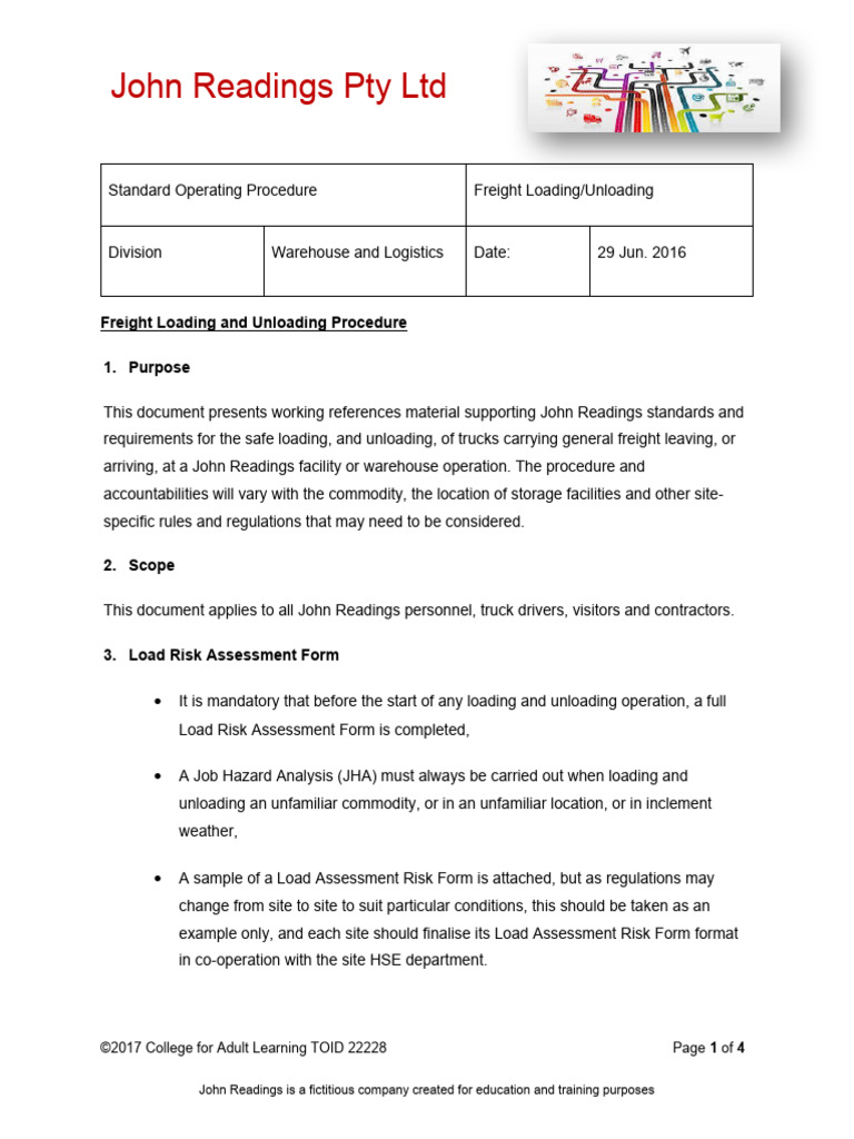 John Readings Procedure Freight Loading and Unloading VA217 | Download ...